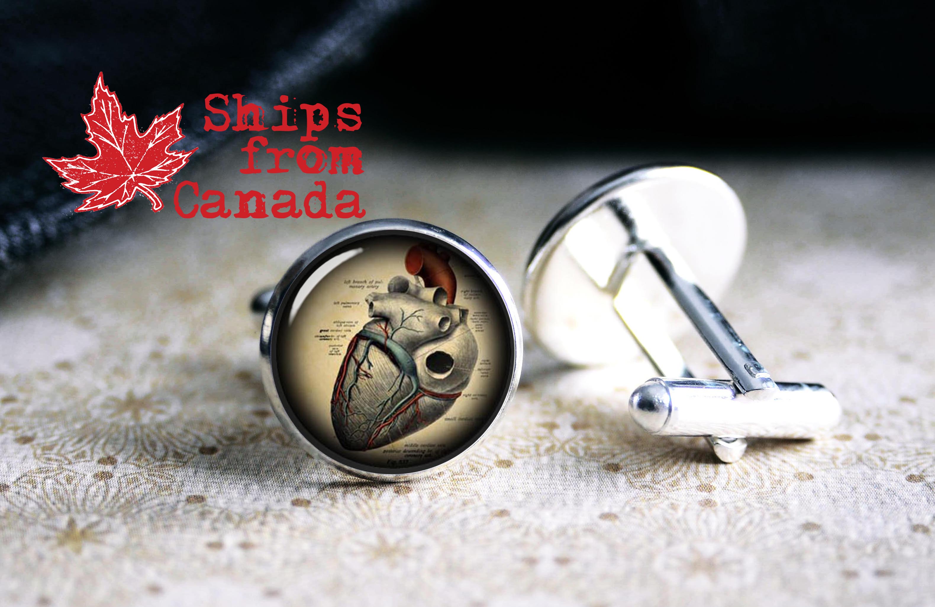 Anatomical Heart Mens Silver Cufflinks Set In Box For Weddings, Gift ...